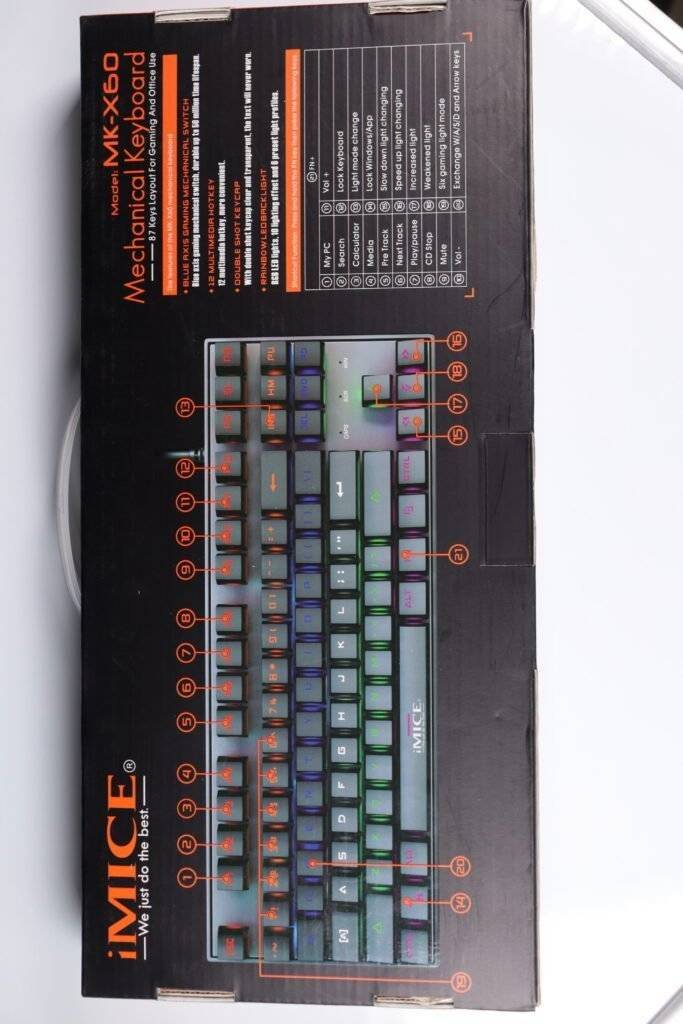 Clavier Mécanique iMICE MK-X60 Rétroéclairage RGB et Interrupteurs Blue ...